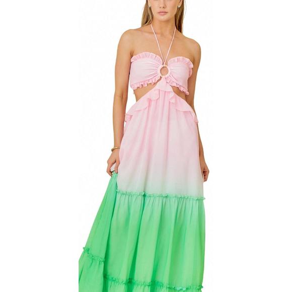 Main Strip | Dresses | New Main Strip Print Oring Ruffle Waist Cut Maxi ...